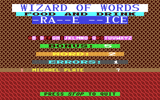 Play Wizard of Words Online | Quiz Commodore 64 Game from 1993