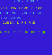 Play Acey Ducey | Commodore Vic-20 Online Game