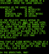 Play Lunar Lander | Commodore Vic-20 Online Game