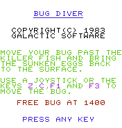 Play Bug Diver | Commodore Vic-20 Online Game